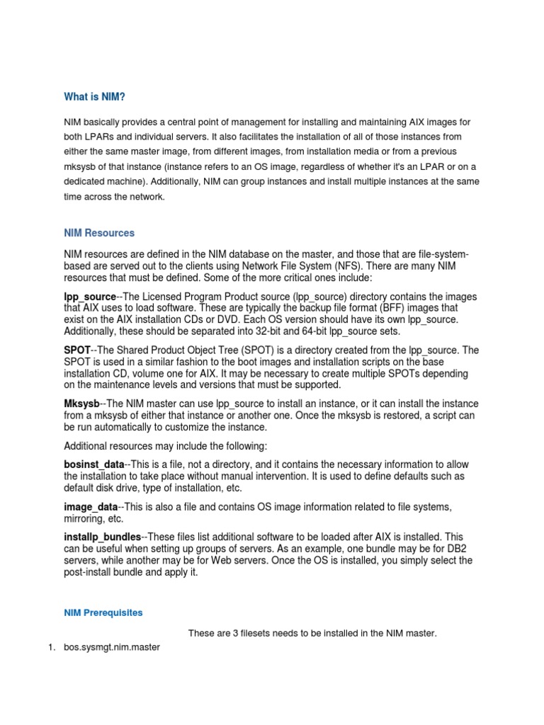 NIM Configuration Guide for AIX | PDF | File System | Operating System
