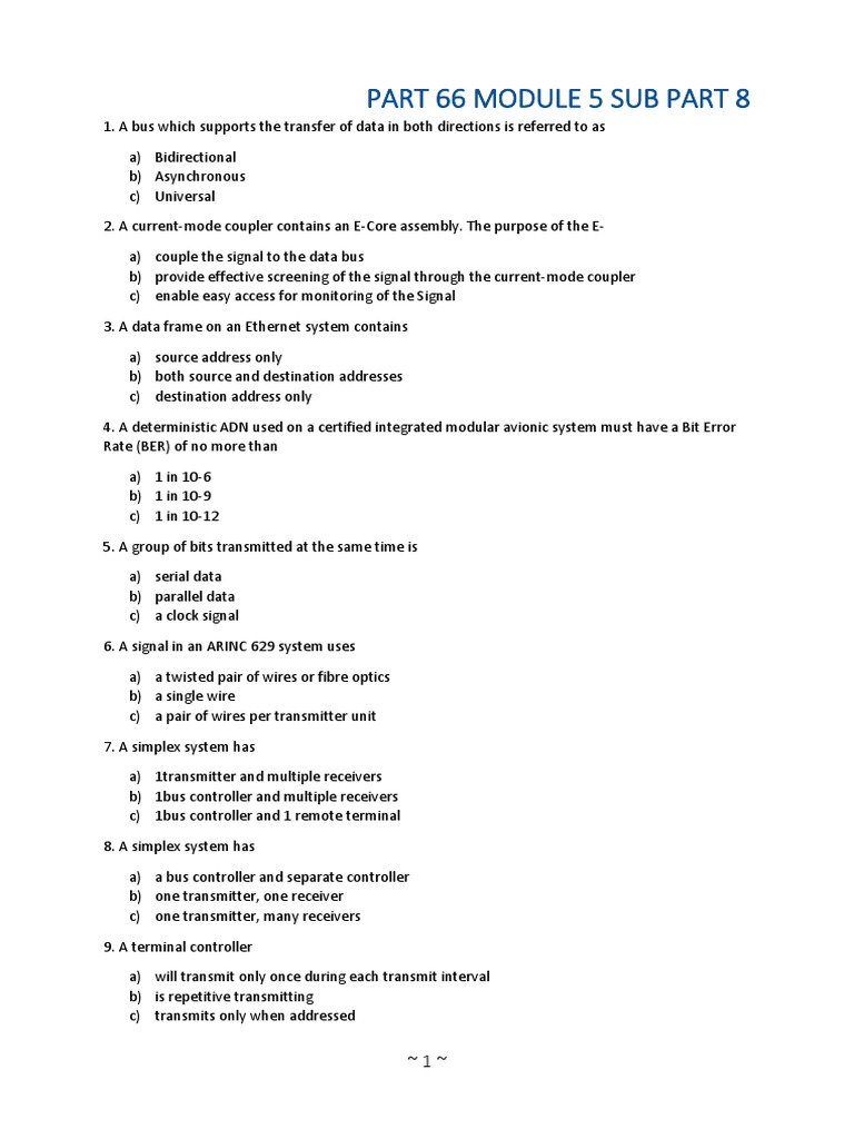 Part 66 Module 5 Sub Part 8 | PDF | Duplex (Telecommunications) | Data ...