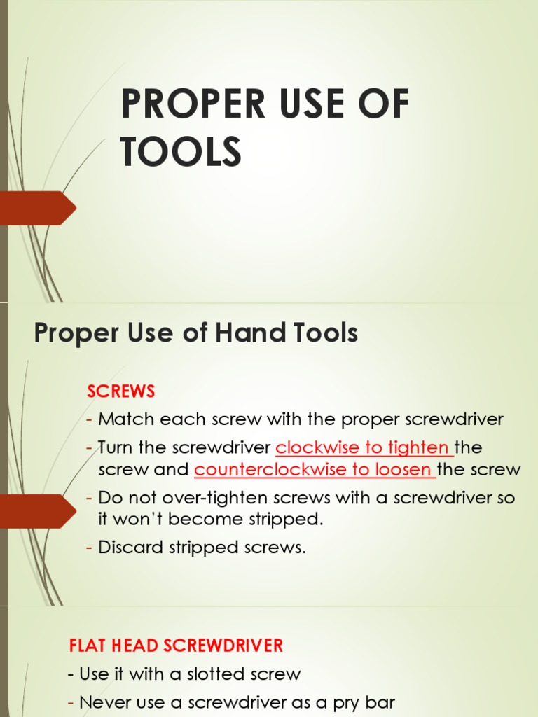 Proper Use of Tools | PDF | Manufactured Goods | Electromagnetism