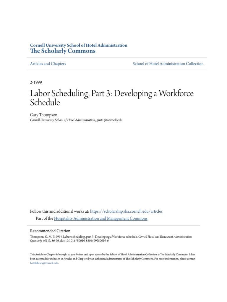 Labor Scheduling Part 3 - Developing A Workforce Schedule | PDF ...