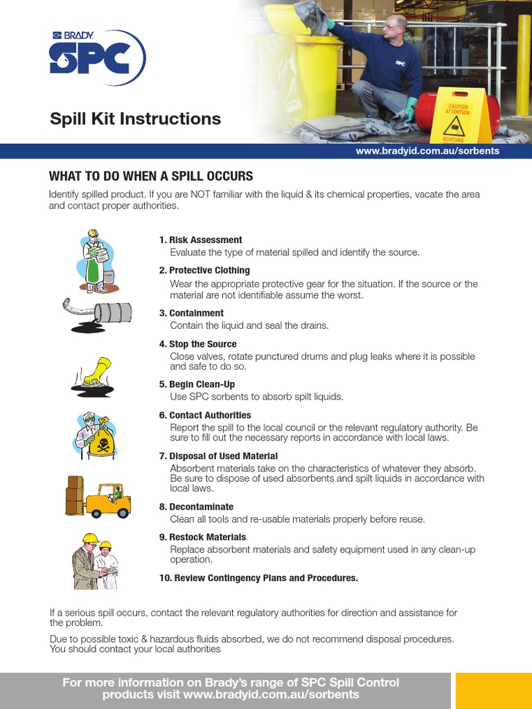 Spill Kit Instructions | PDF | Personal Protective Equipment | Leak