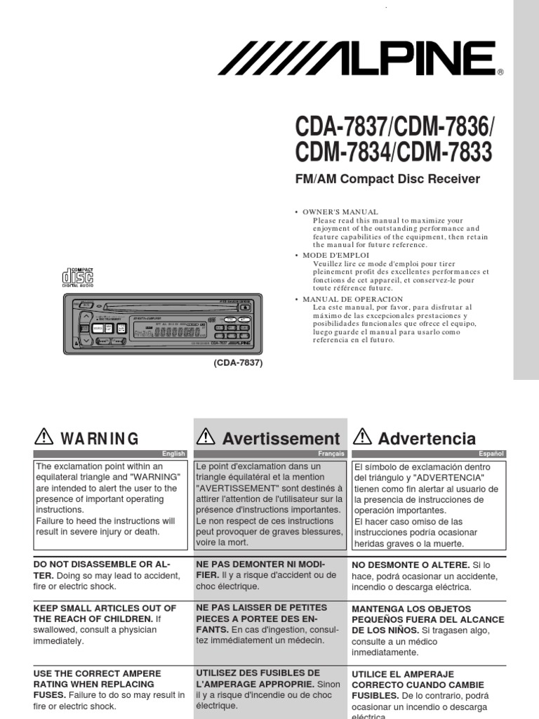 Alpine Om Cda-7837 | PDF | Technologie de production de sons