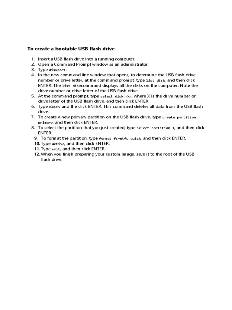 To Create A Bootable USB Flash Drive | PDF | Usb Flash Drive | Floppy Disk