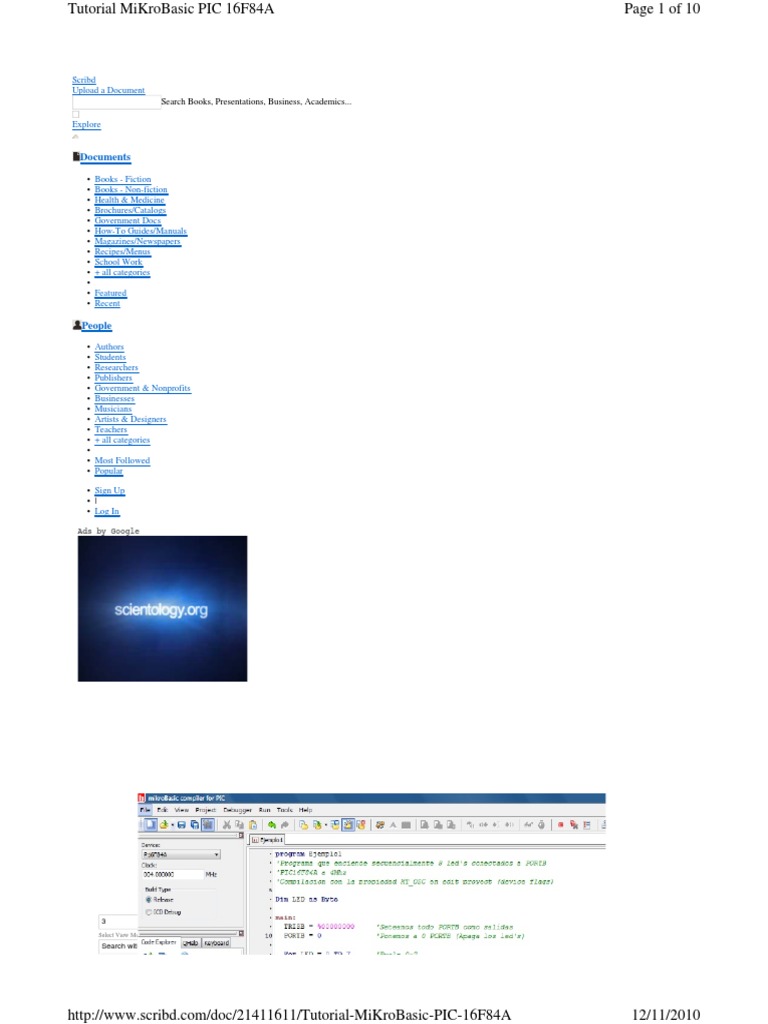 Tutorial MiKroBasic PIC 16F8 | PDF | World Wide Web | Internet & Web