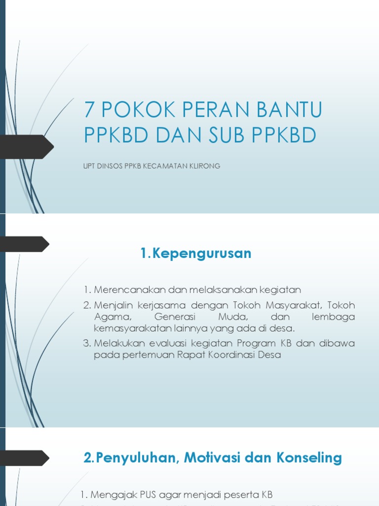 7 Pokok Peran Bantu PPKBD Dan Sub PPKBD | PDF
