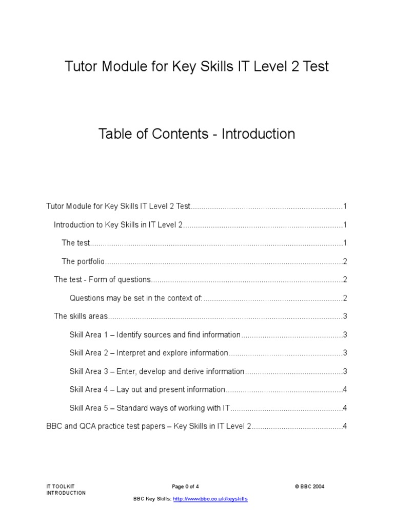 Tutor Module For Key Skills IT Level 2 Test | PDF | Multiple Choice ...