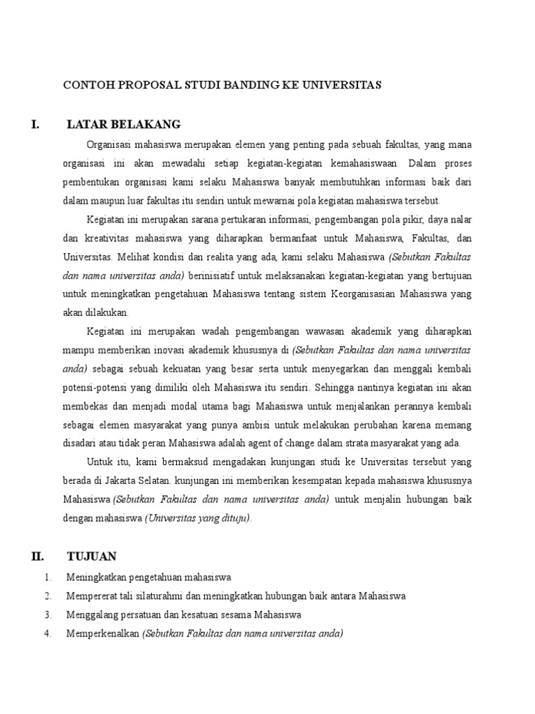 Proposal Studi Banding Mahasiswa | PDF
