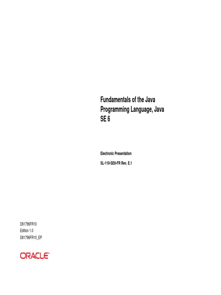 Fundamentals of Java | PDF | Oracle Corporation | Java (Programming ...