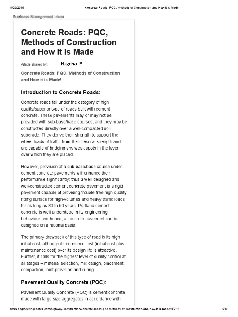 Concrete Roads_ PQC, Methods of Construction and How It is Made | Road ...