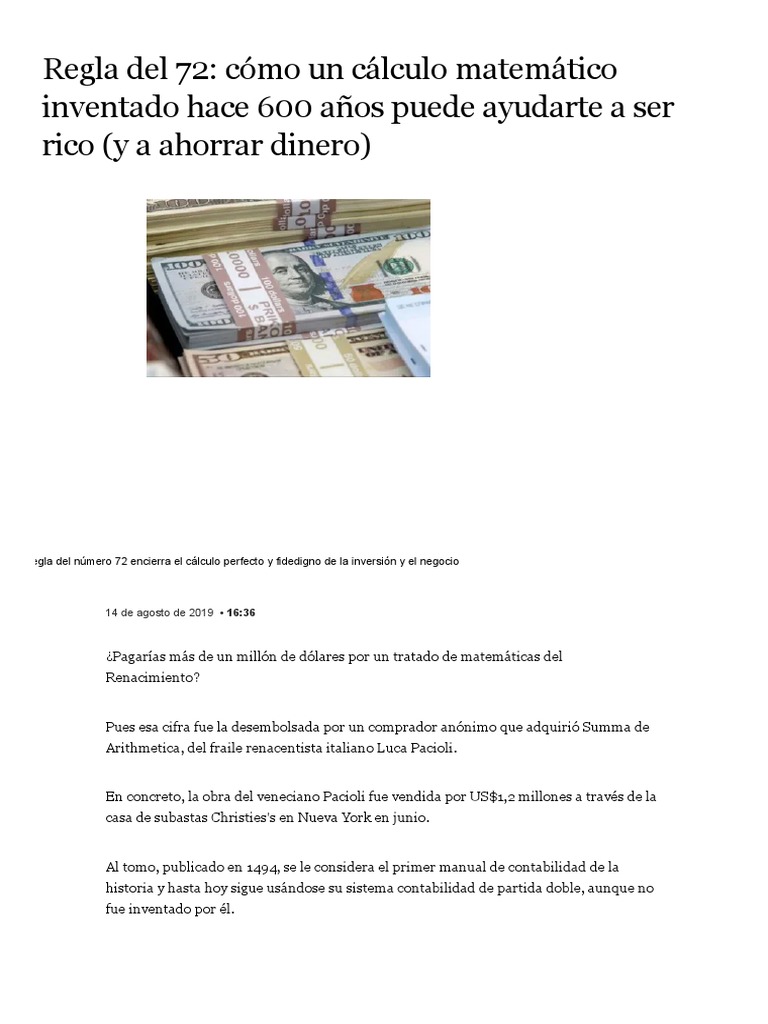 Regla Del 72 - Cómo Un Cálculo Matemático Inventado Hace 600 Años Puede ...