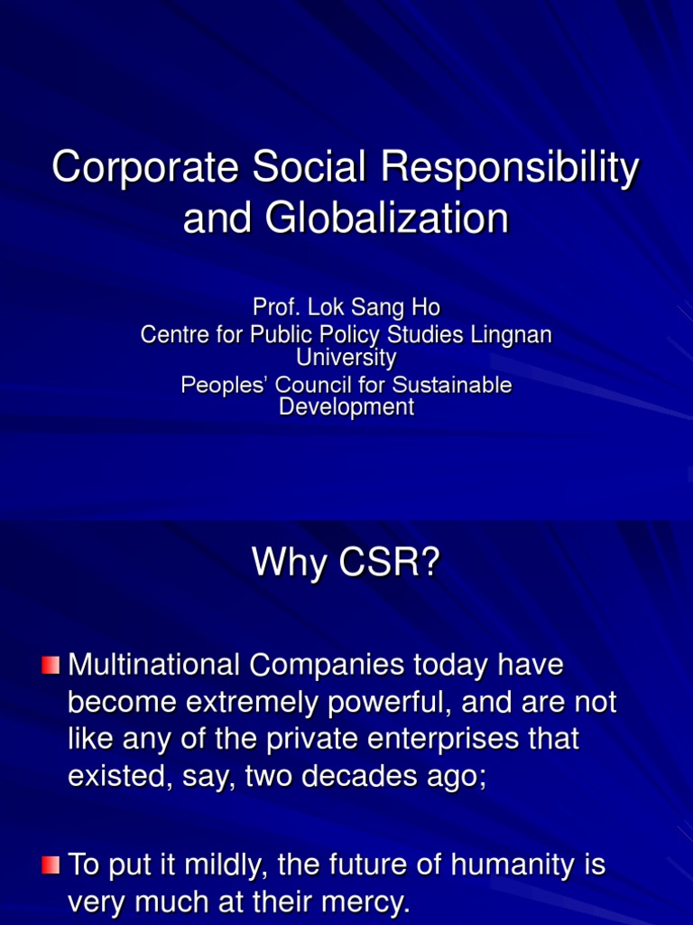 Corporate Social Responsibility and Globalization | Download Free PDF ...