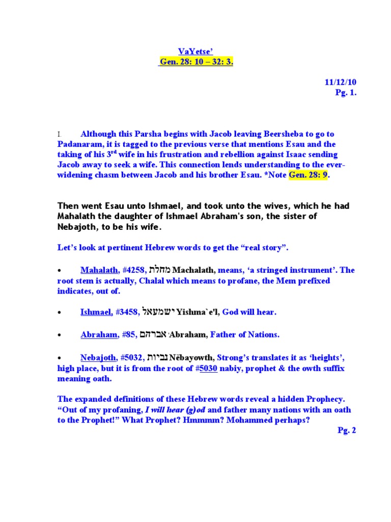 Vayetze | PDF | Jacob | Book Of Genesis
