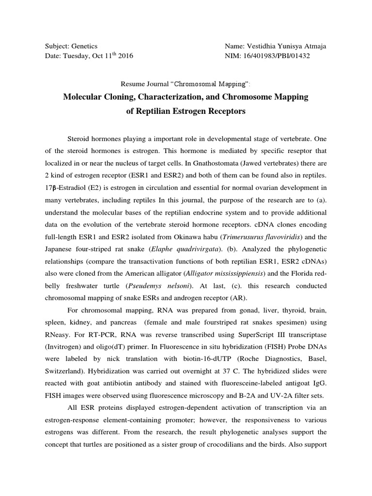 Vesti - Genetika - Resume Journal Chromosomal Mapping | PDF ...