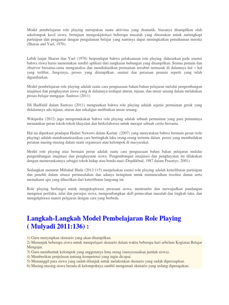 Model Pembelajaran Role Playing | PDF