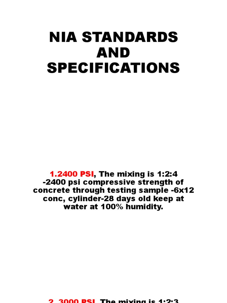 NIA Standards and Specifications for Concrete Works | PDF | Concrete ...