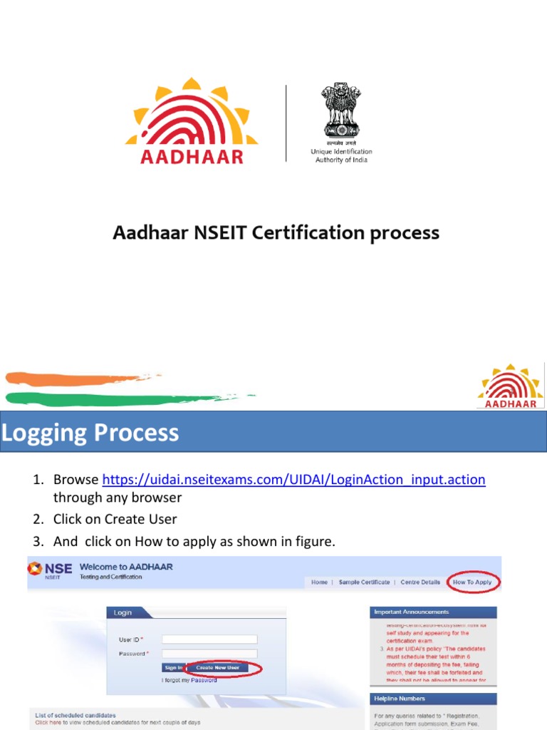 Aadhaar NSEIT Certification Guide | PDF | Online And Offline | Software