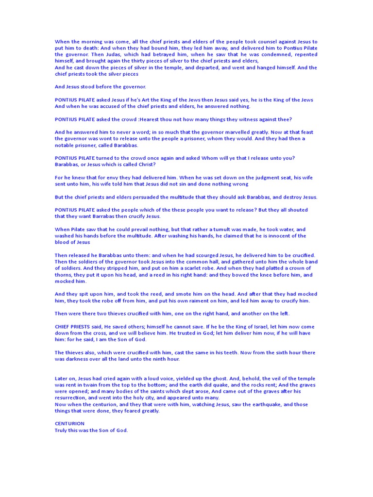 Senakulo Script (English) | PDF | Barabbas | Pontius Pilate