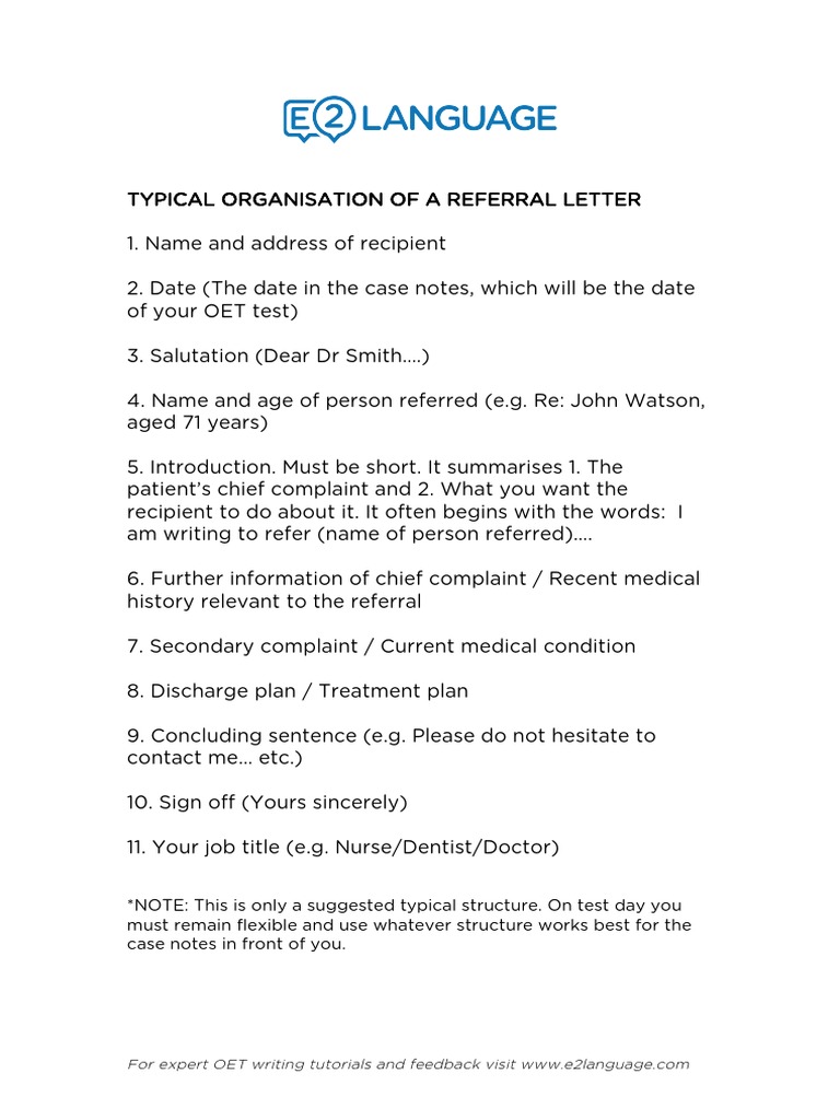 Referral Letter Writing Guide | PDF | Wellness