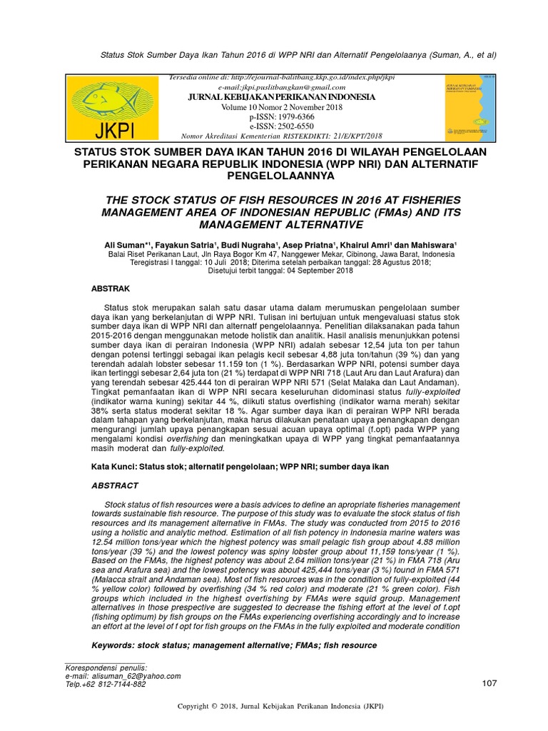 Status Stok Sumberdaya Ikan | PDF | Sains & Matematika | Teknologi ...