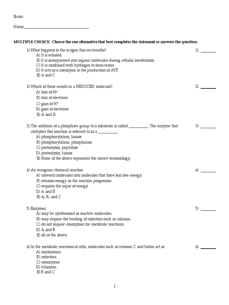 Biochemistry MCQ PDF | PDF | Cofactor (Biochemistry) | Enzyme