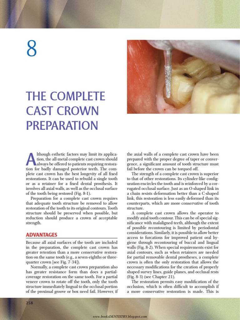 The Complete Cast Crown Preparation: Advantages | PDF | Animal Anatomy ...