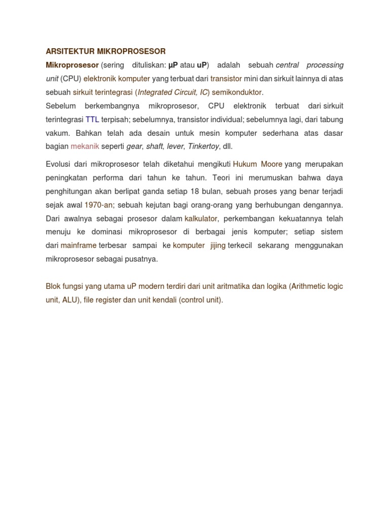 Arsitektur Mikroprosesor | PDF