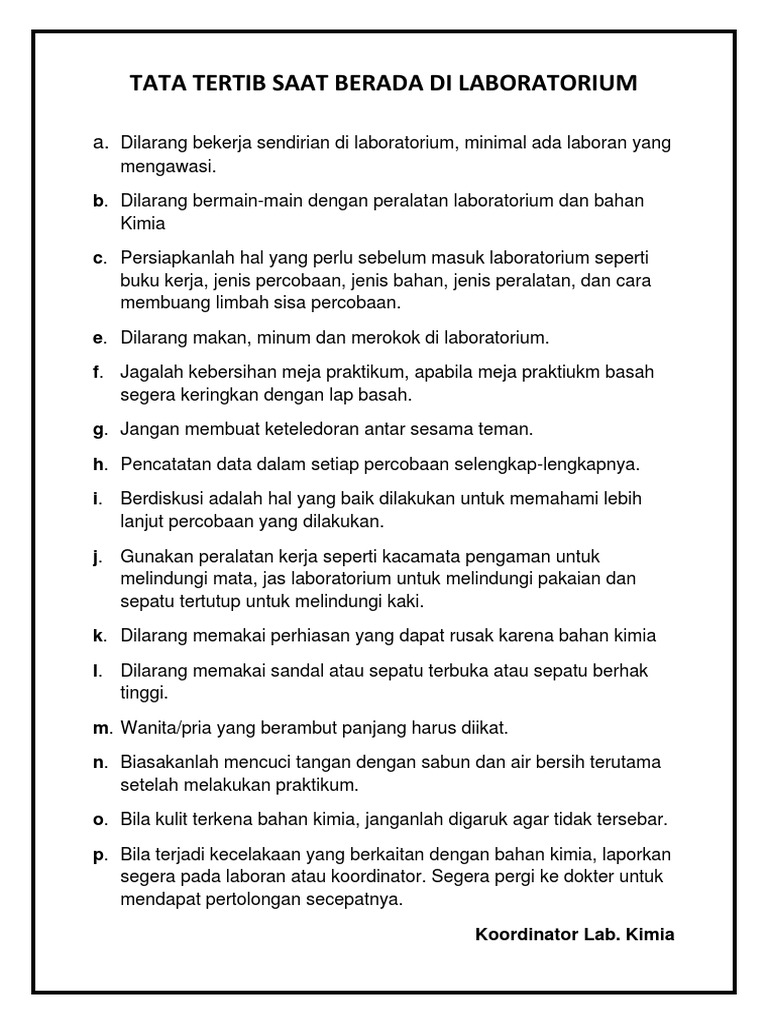 Tata Tertib Di Laboratorium | PDF