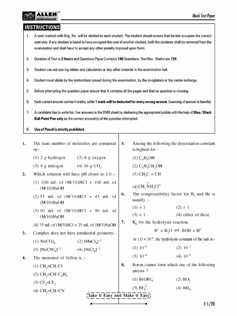 Mock Test Paper Only Paper PDF | PDF