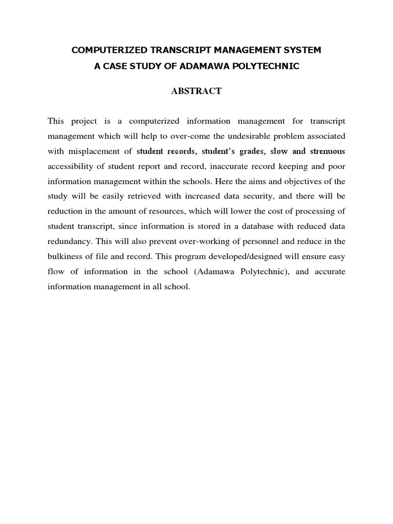 Computerized Transcript Management System | PDF | Information Technology | Databases