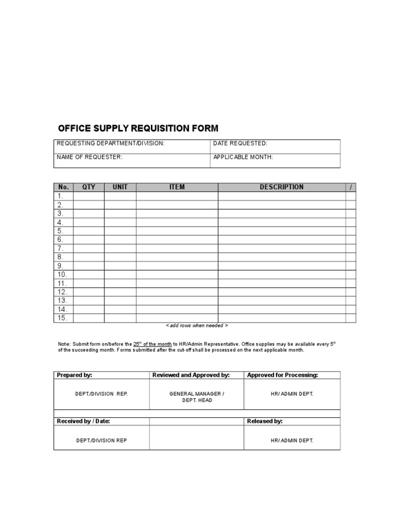 Office Supply Requisition Form | PDF