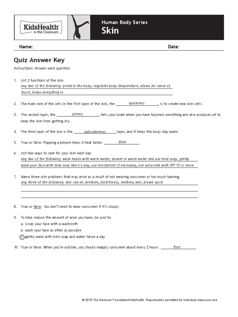 Skin Quiz Answers | PDF | Skin | Sunscreen