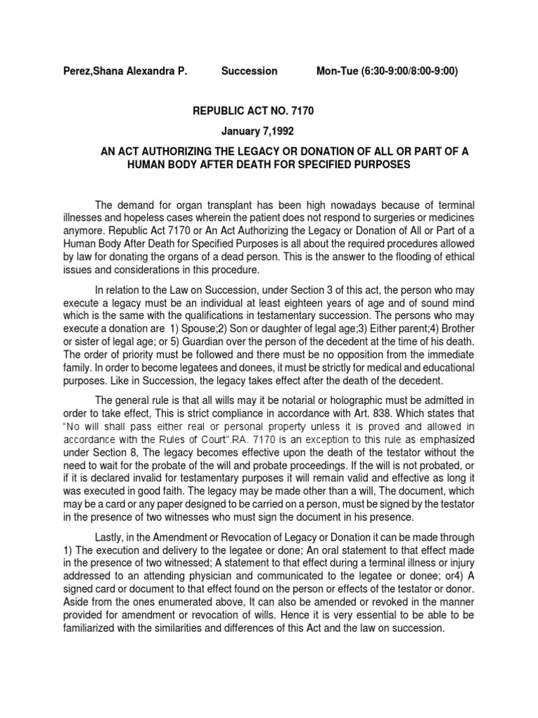 Ra 7170 | PDF | Will And Testament | Civil Law (Common Law)
