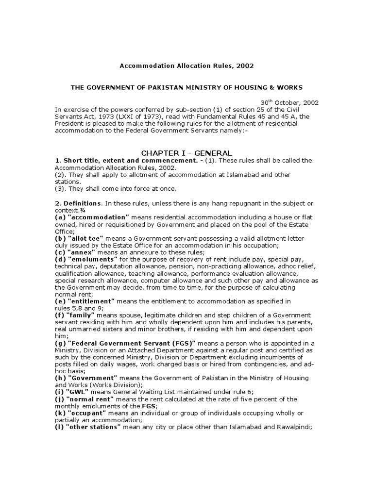 Accommodation Allocation Rules PDF | PDF | Law