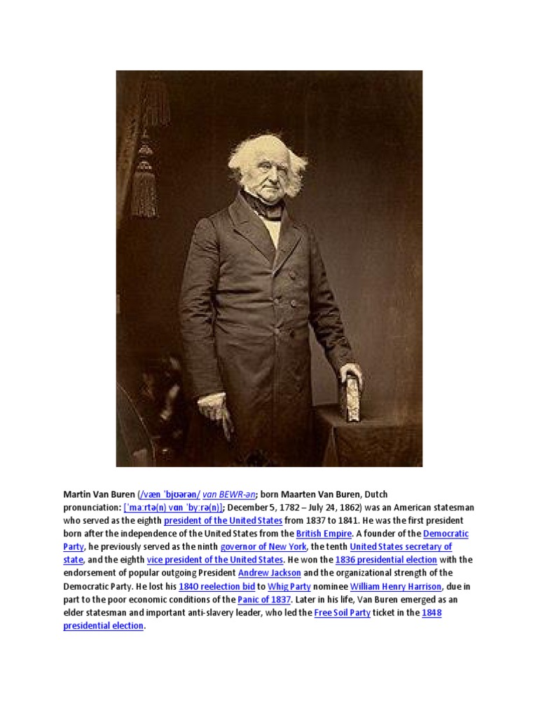 Martin Van Buren | PDF | Andrew Jackson | Whig Party (United States)