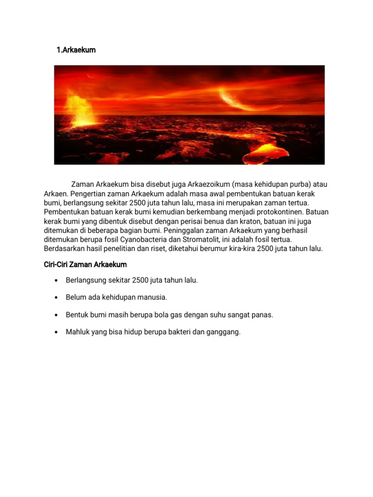 PDF Zaman Arkaekum Berserta Gambar Dan Penjelasannya | PDF