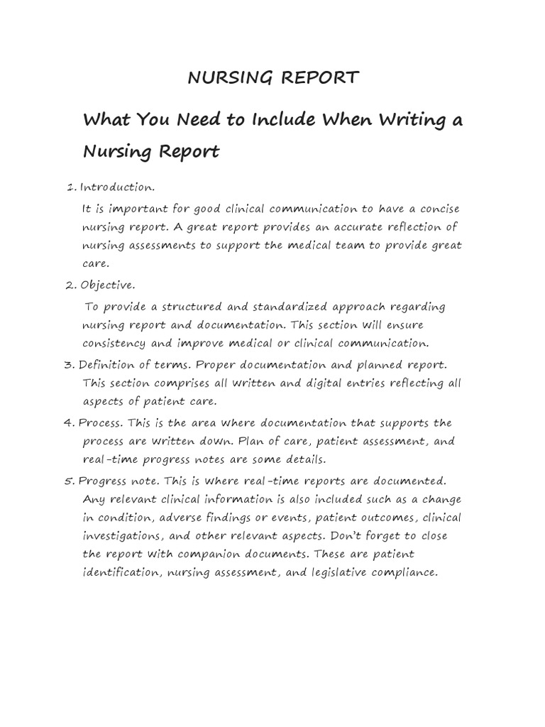 Nursing Report What You Need To Include When Writing A Nursing Report ...