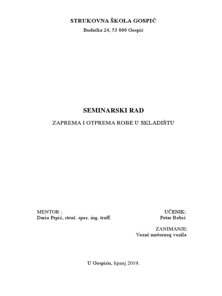 Zaprema I Otprema Robe U Skladistu | PDF