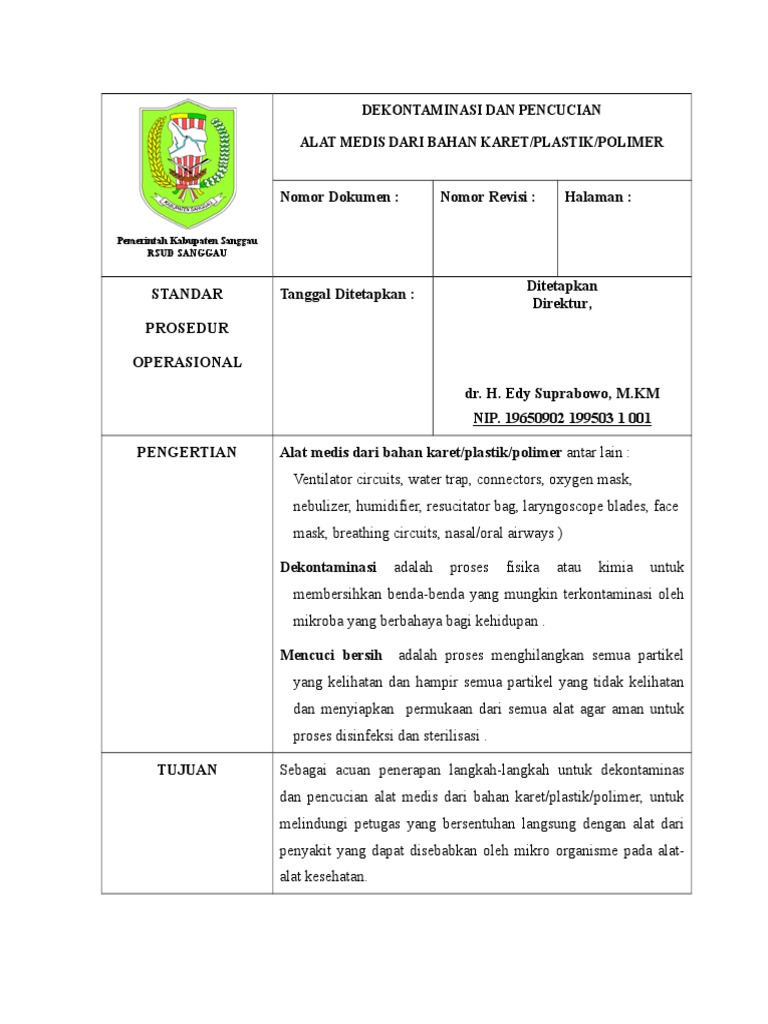 SPO - Dekontaminasi Dan Mencuci Alat Dari Plastik | PDF | Sains & Matematika