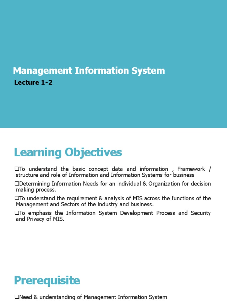 Management Information System: Lecture 1-2 | PDF | Information System ...