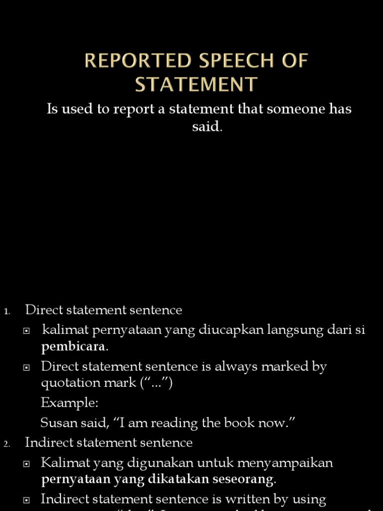 Reported Speech of Statement | PDF | Philology | Language Arts & Discipline