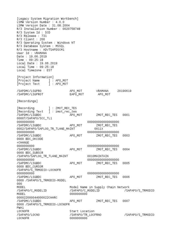 LSMW SCD Apo Mot | PDF | Operating System Families | Microsoft Software
