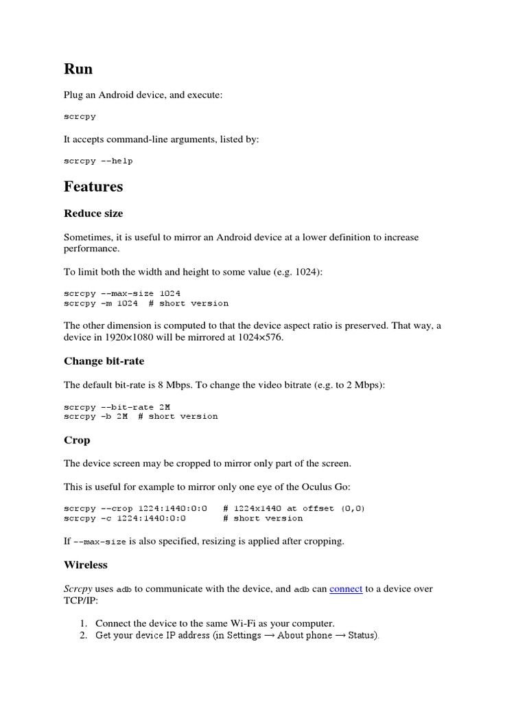 Command Scrcpy | PDF | Bit Rate | Command Line Interface