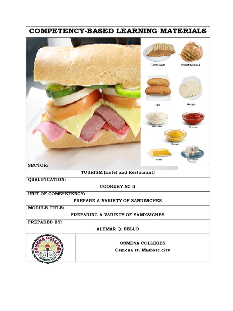 Prepare Variety of Sandwiches | PDF | Hamburgers | Sandwich