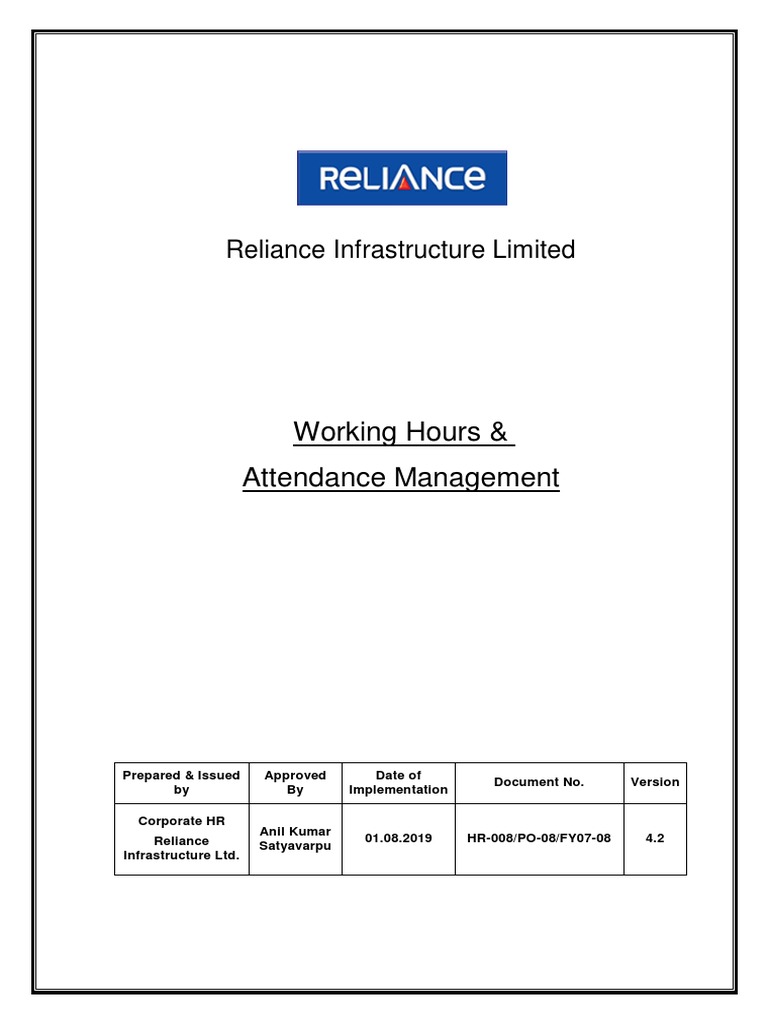 Working Hours N Attendance Management | PDF | Working Time | Employment
