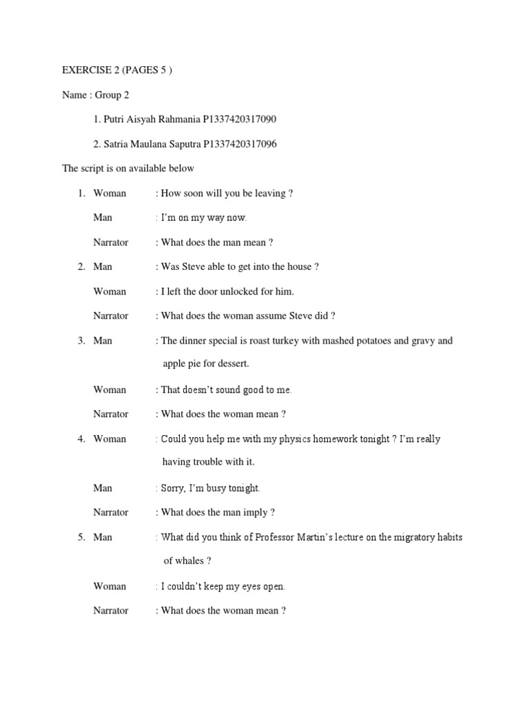 English Script Latihan 2 TOEFL Hal 5 No 1-10 | PDF