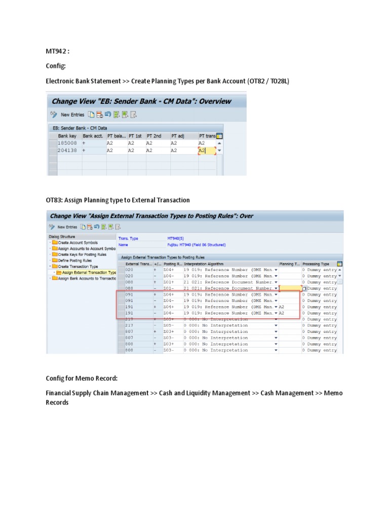 MT942 Process in SAP | PDF