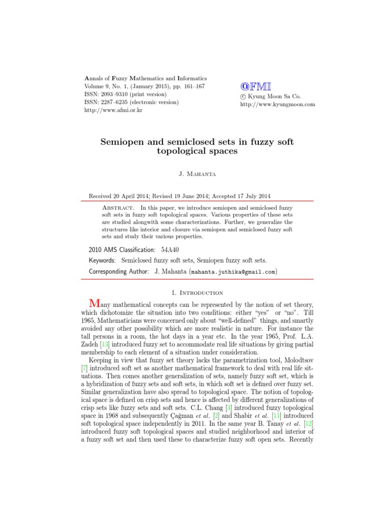 Afmi - Soft Fuzzy Semi | PDF | Mathematical Structures | Mathematical Concepts