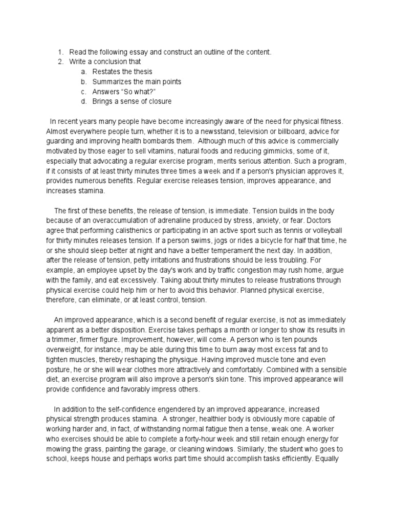 Benefits of Exercise - Conclusion PDF | PDF | Endurance | Physical Fitness