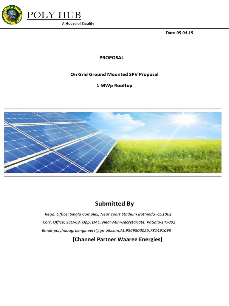1 MW Solar PV Proposal by Poly Hub | PDF | Solar Power | Photovoltaic ...
