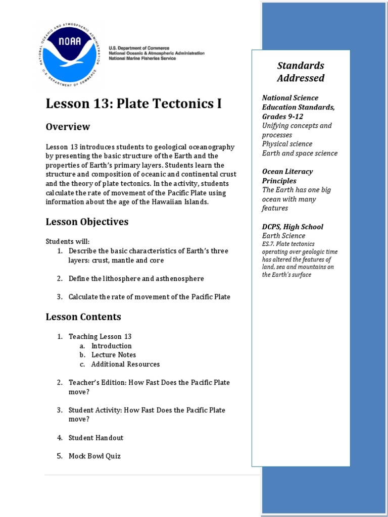 Lesson 13-Teacher's Guide | PDF | Crust (Geology) | Plate Tectonics